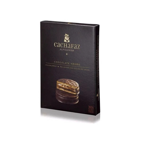 Alfajor Cachafaz Chocolate Negro, 60 g / 2.11 oz ea (caja con 6 unidades)
