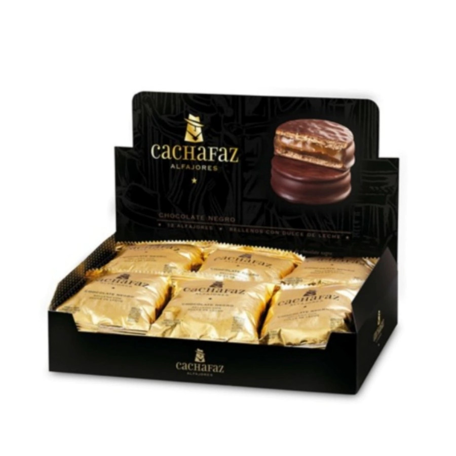 Cachafaz Alfajor Chocolate Negro, 60 g / 2.11 oz ea (caja con 12 unidades)
