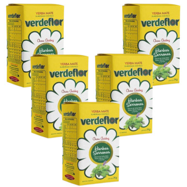 VerdeFlor Yerba Mate Hierbas Serranas Sabor: Poleo, Menta, Cedron y ...