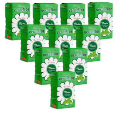 VerdeFlor Yerba Mate Con Menta, 500 g/ 1.1 lb ea (pack de 10 unidades)
