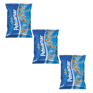 Pehuamar Maní Pelado Salado, 90 g / 3.17 oz ea (pack de 3 unidades)
