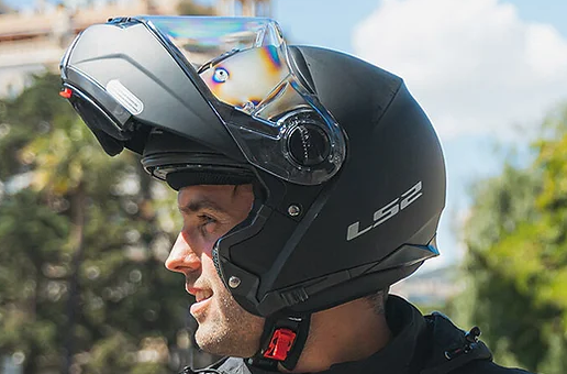 LS2 STROBE II Matte Black Solid Modular Helmet w/ Sunshield - Riders ...