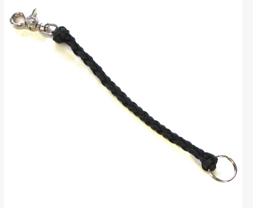 9 IN BRAIDED LEATHER KEY CHAIN/WALLET CHAIN- BLACK - Riders Biker Supply