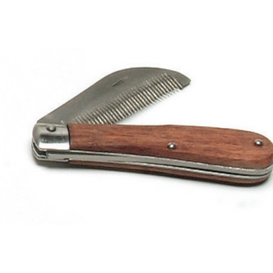 Folding Stripping Comb with Wooden Handle - The Harness Shop Online
