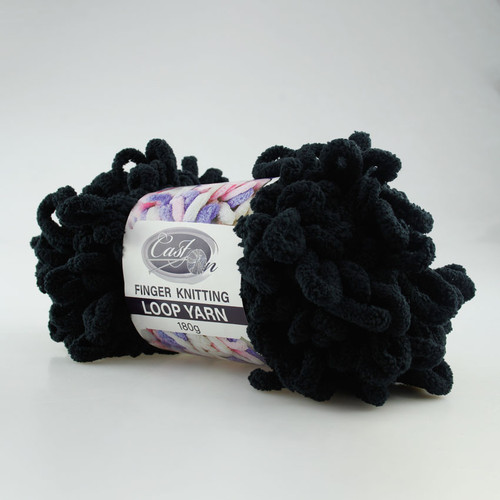 Cast On Finger Knitting Loop Yarn 180 gram Black - 10 pack | Prices Plus