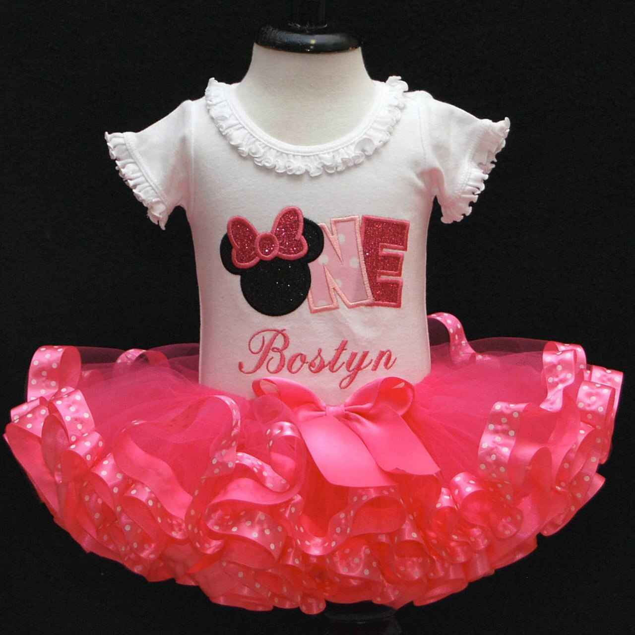 minnie mouse dress pink and gold, One outfit 4 pc set
