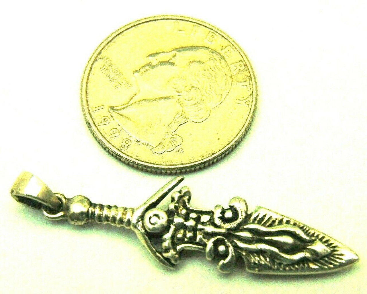 Sword Sterling Medieval Celtic Pendant Charm Excalibur Pagan
