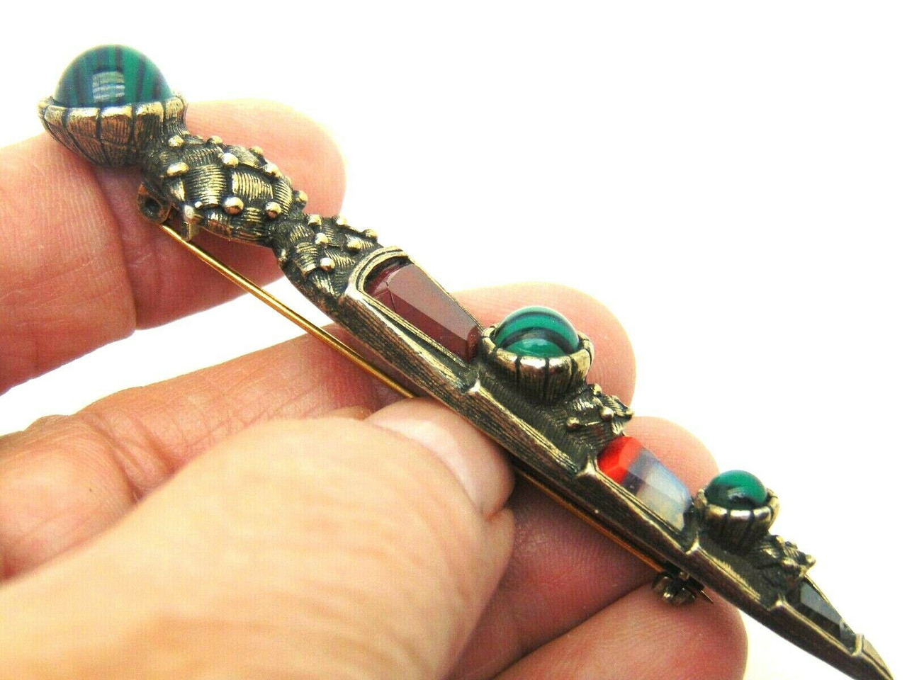 Kilt Dirk Pin Signed Miracle Scottish Celtic Agate Dagger Brooch