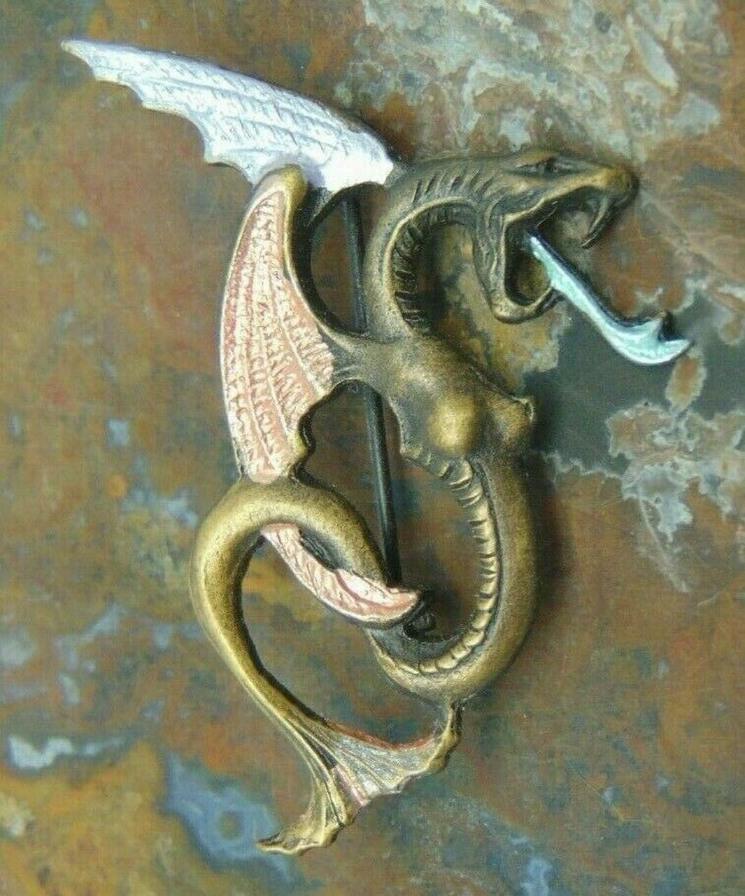 Dragon Pin Serpent Celtic Draco Signed Hand Painted Enamel DazzleCity