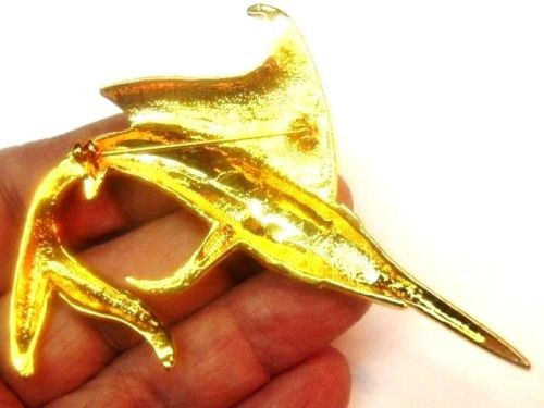 Sailfish Swordfish Pin Fish Yellowtail Brooch Rhinestone Crystal Marlin