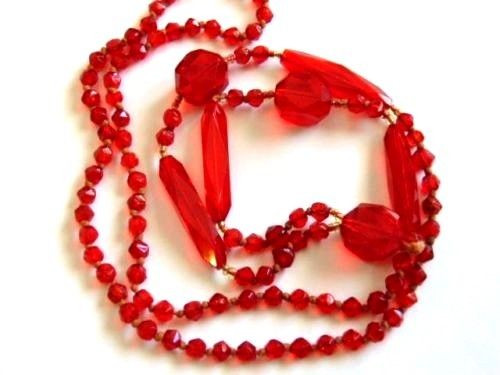 Antique Art Deco Bohemian Necklace Glass Bead Flapper Tassel