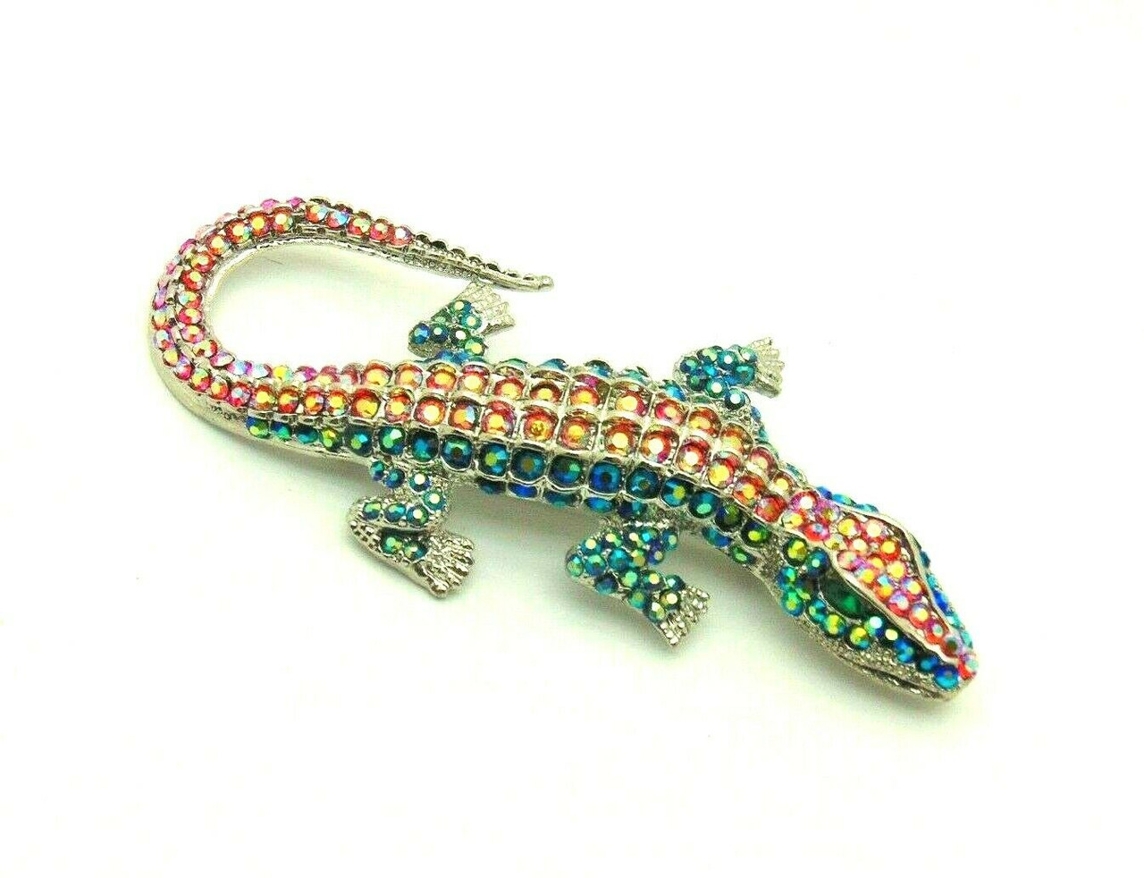 Alligator Crocodile Pin Rhinestone Crystal Gator Swamp