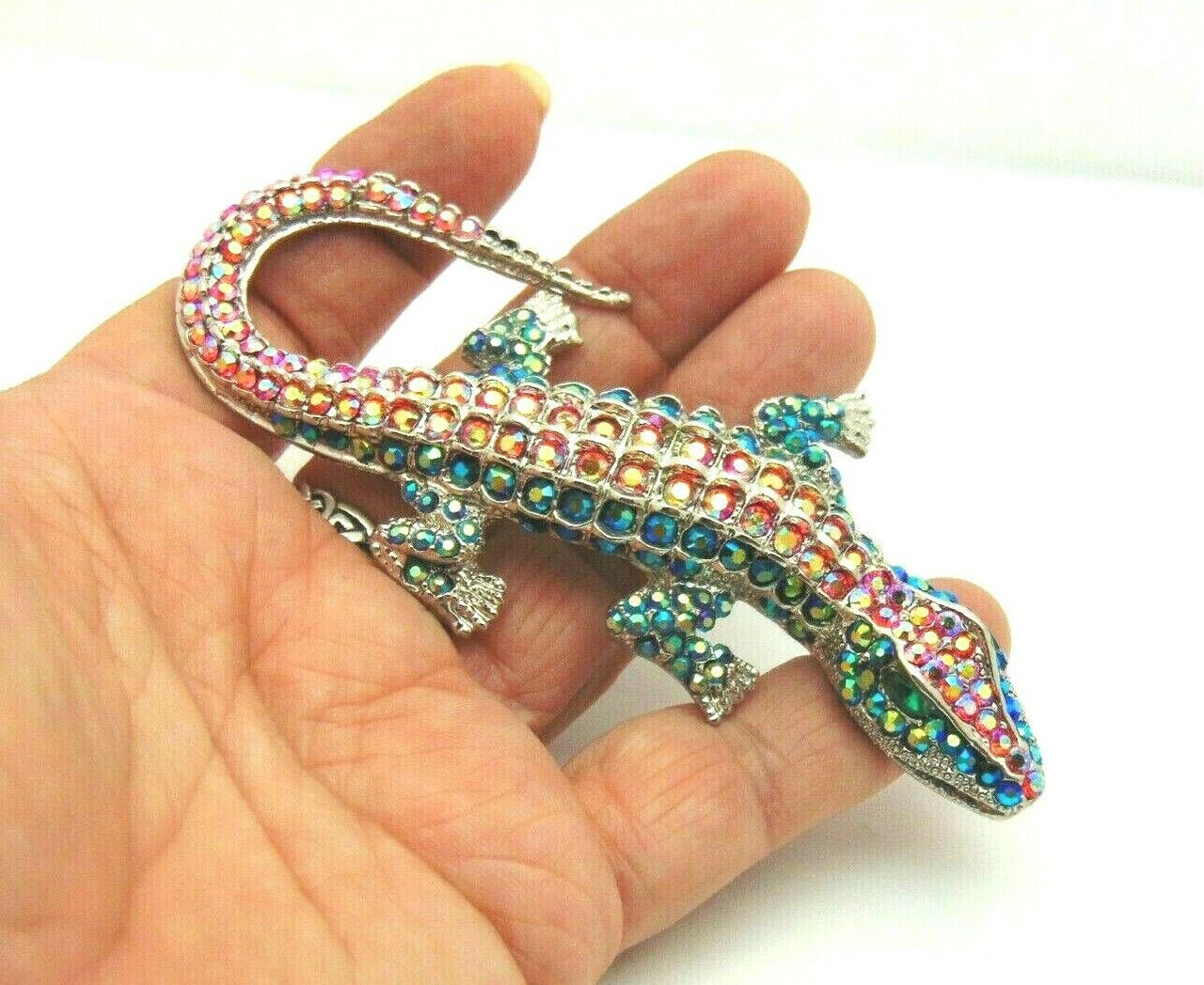 Alligator Crocodile Pin Rhinestone Crystal Gator Swamp