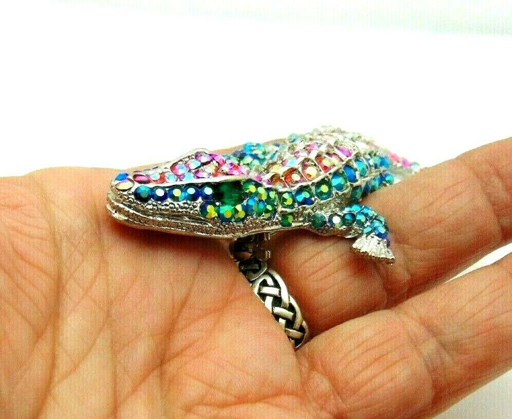 Alligator Crocodile Pin Rhinestone Crystal Gator Swamp