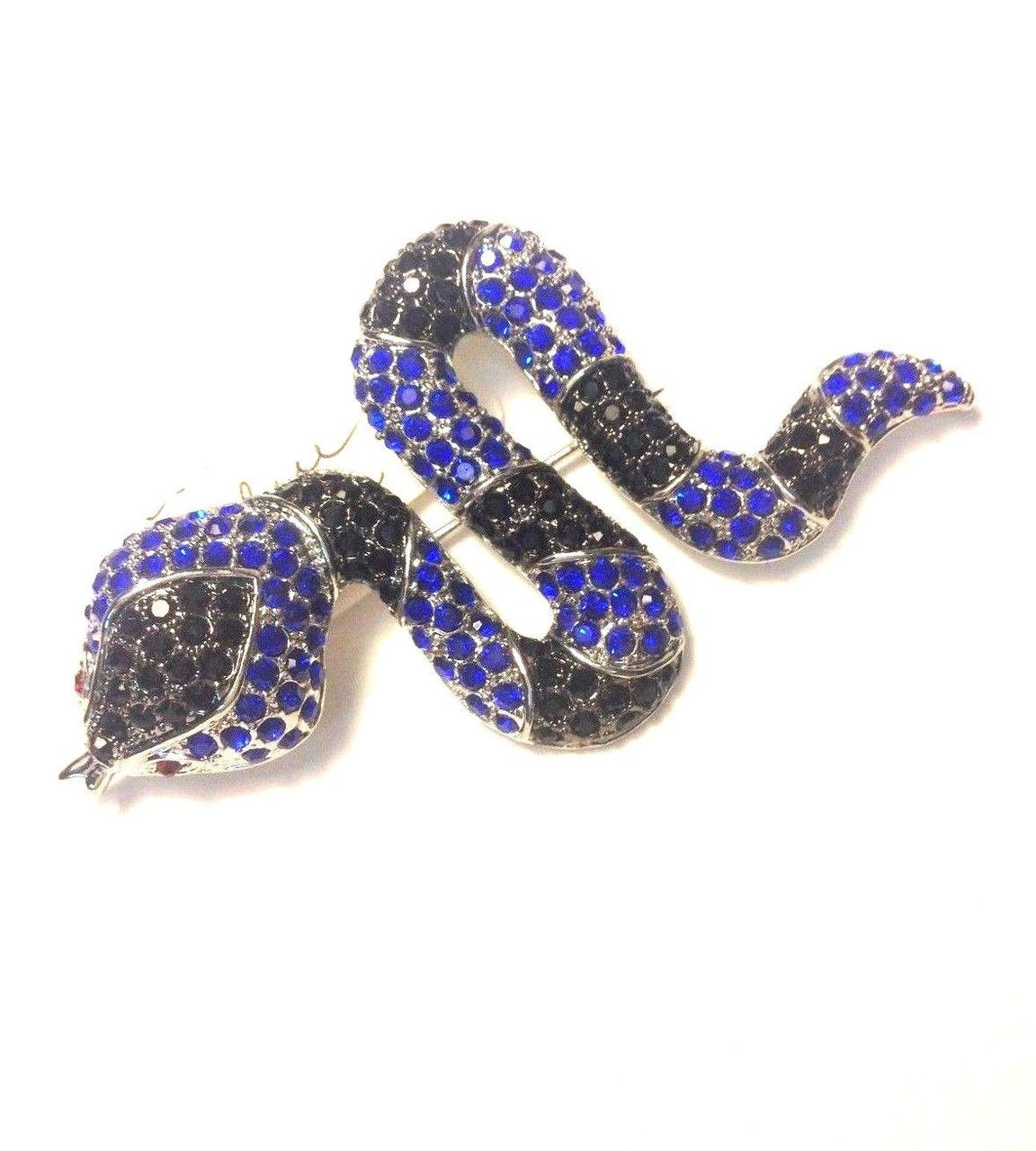 Snake Pin Brooch Serpent Diamond Back Venom Crystal