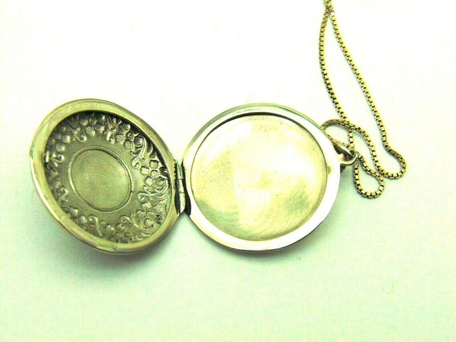 Sterling Silver Locket Stone Necklace 925 Pill Box Poison Chain