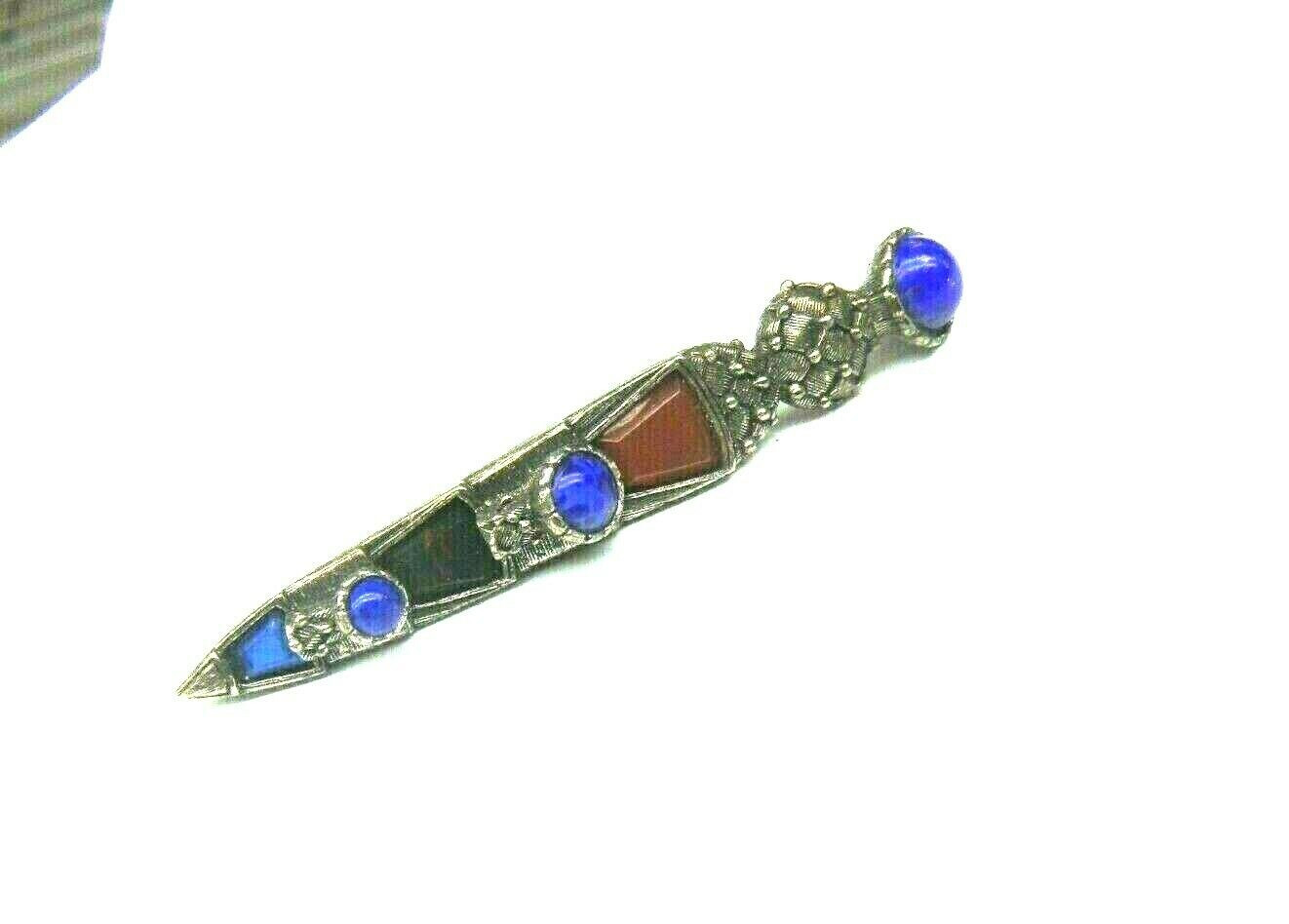 Kilt Dirk Pin Signed Miracle Scottish Celtic Agate Dagger Brooch