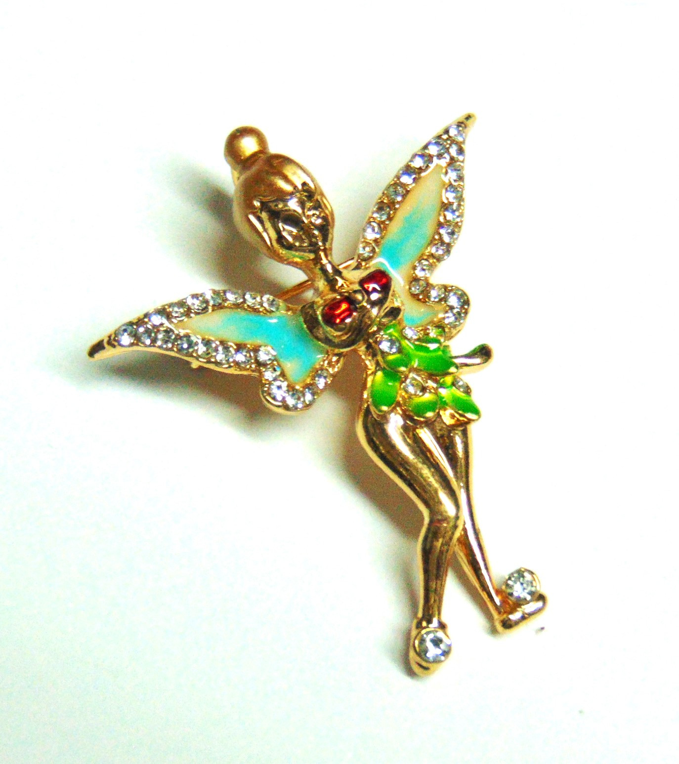 Olivine Fairy Pin Brooch Nymph Pixie Rhinestone Crystal Angel Tinkerbell