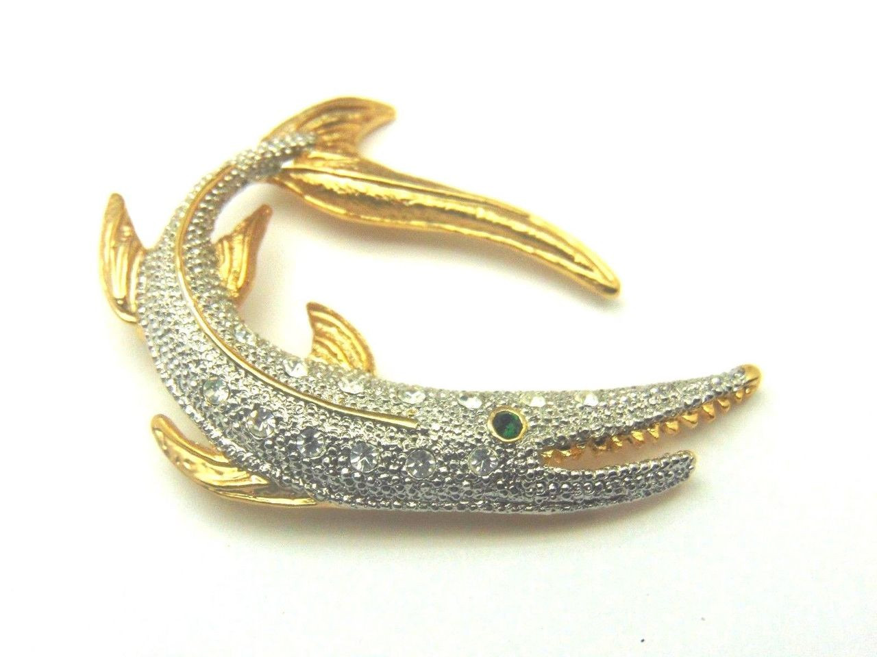 Sailfish Swordfish Pin Fish Yellowtail Brooch Rhinestone Crystal Marlin