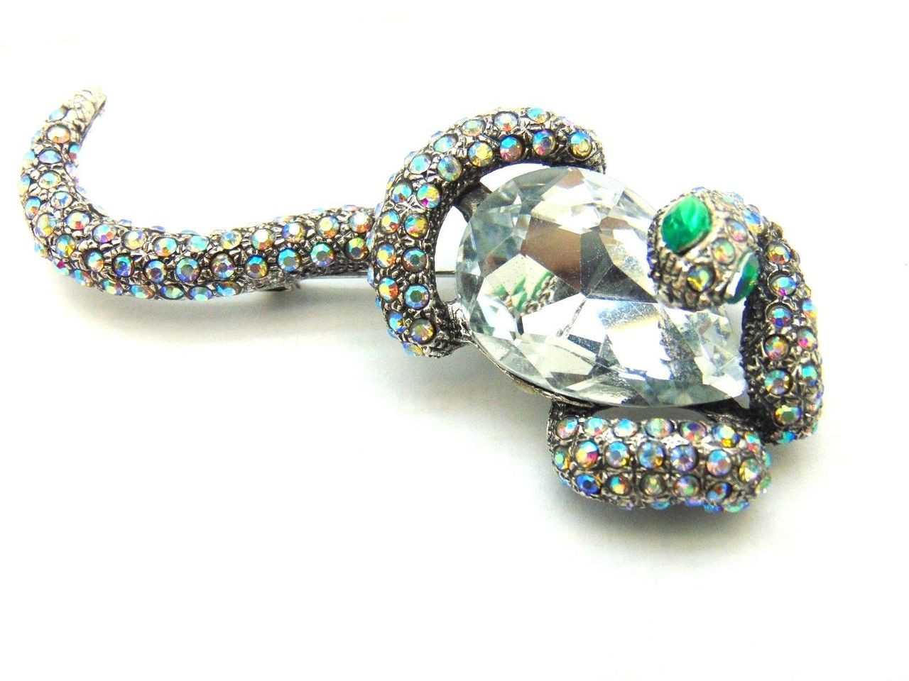 Snake Pin Brooch Serpent Diamond Back Venom Crystal