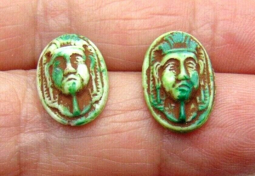 10 Egyptian Revival Green Pharaoh Cabochon Max Neiger Rare Art Deco Craft