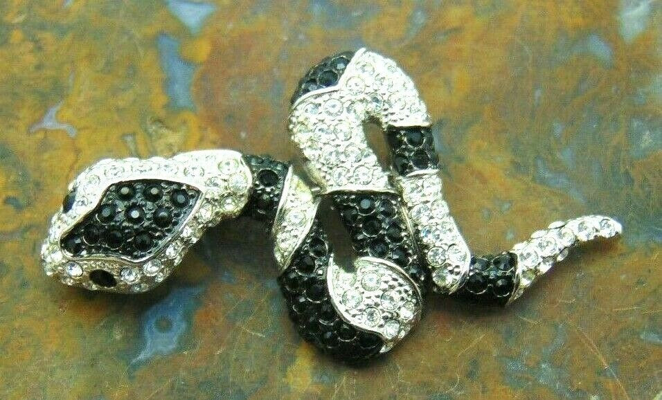 Snake Pin Brooch Serpent Diamond Back Venom Crystal
