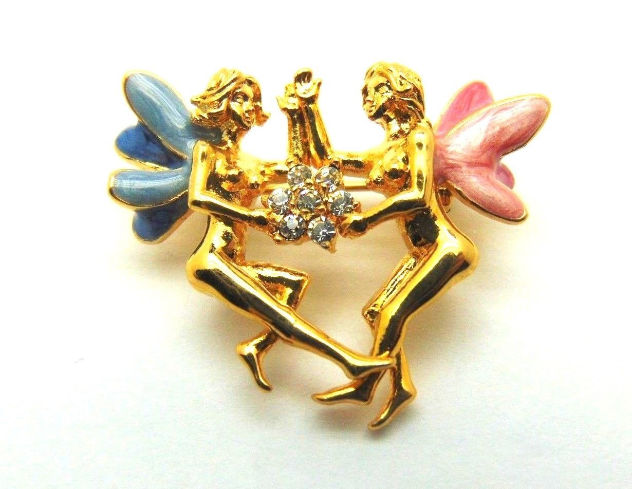 Olivine Fairy Pin Brooch Nymph Pixie Rhinestone Crystal Angel Tinkerbell