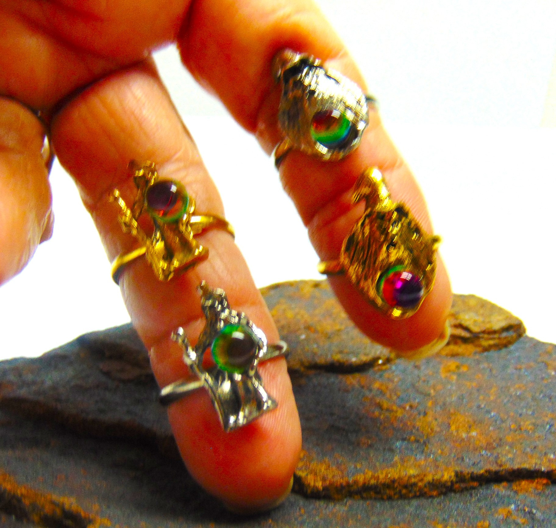 Wizard Merlin Rings Swarovski Crystal Ball Vintage DazzleCity