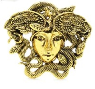 Medusa Snake Pin Greek Head Mask Maiden Brooch DazzleCity