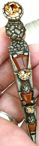 Signed Miracle Kilt Dirk Pin Scottish Celtic Agate Dagger Brooch