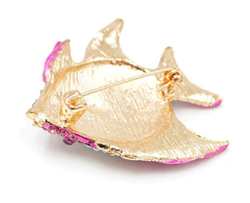 Angel Fish Pin Hot Pink Rhinestone Crystal DazzleCity