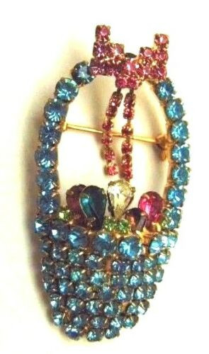 Bow Flower Basket Pin Easter Eggs Fruit Salad Rhinestone Crystal DazzleCity