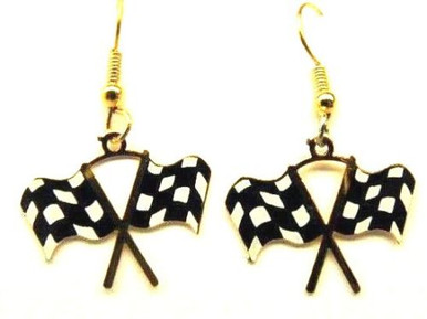 Checkered Flag Earrings Race Track NasCar Winners Circle Indy 500