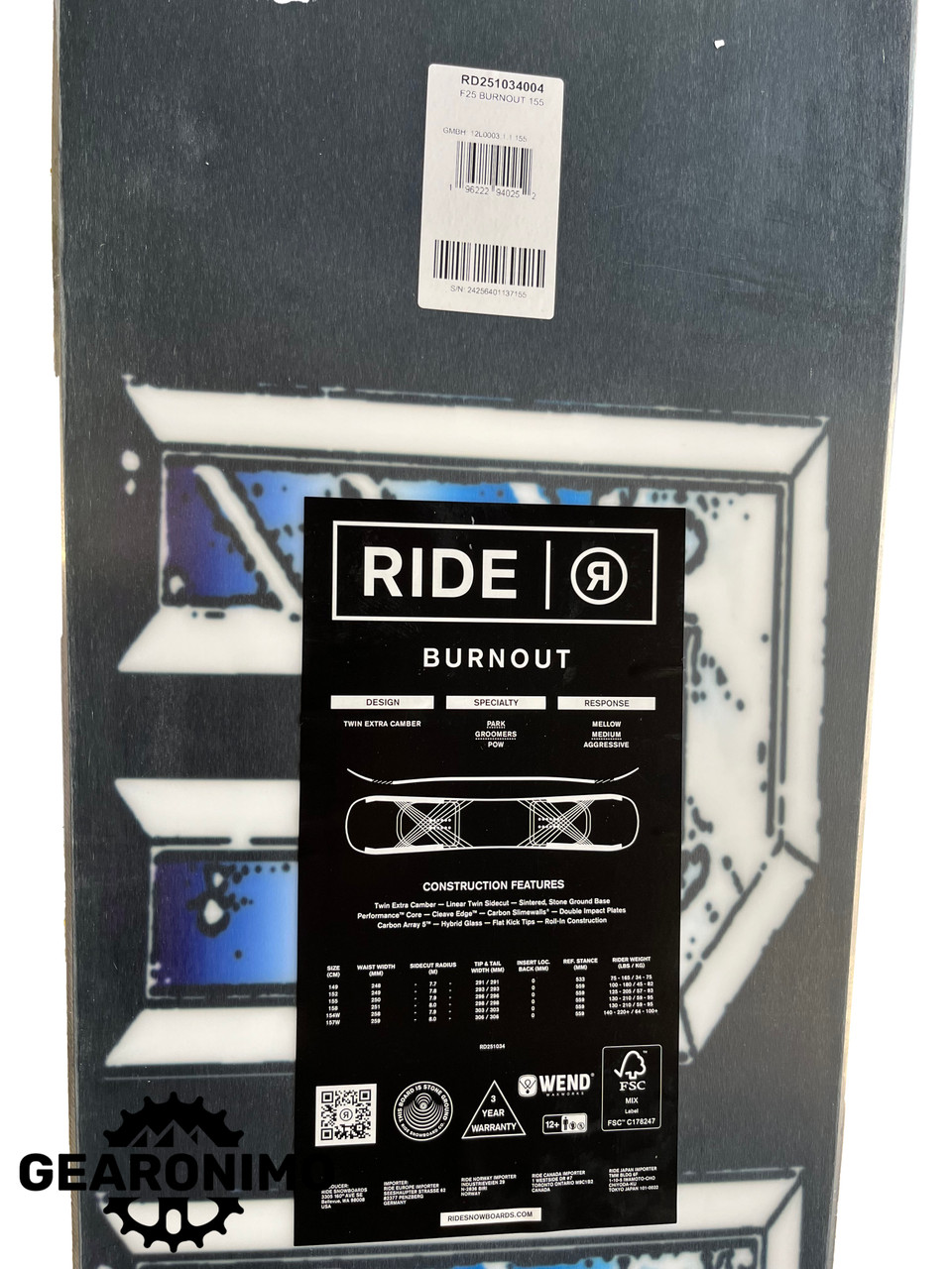 Ride Burnout 155 cm 2025