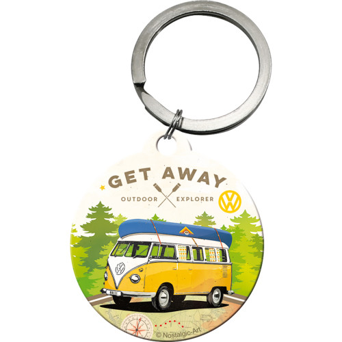 Volkswagen Campervan Mr Bubblehead Metal Round Key Ring - Great VW Key Ring
