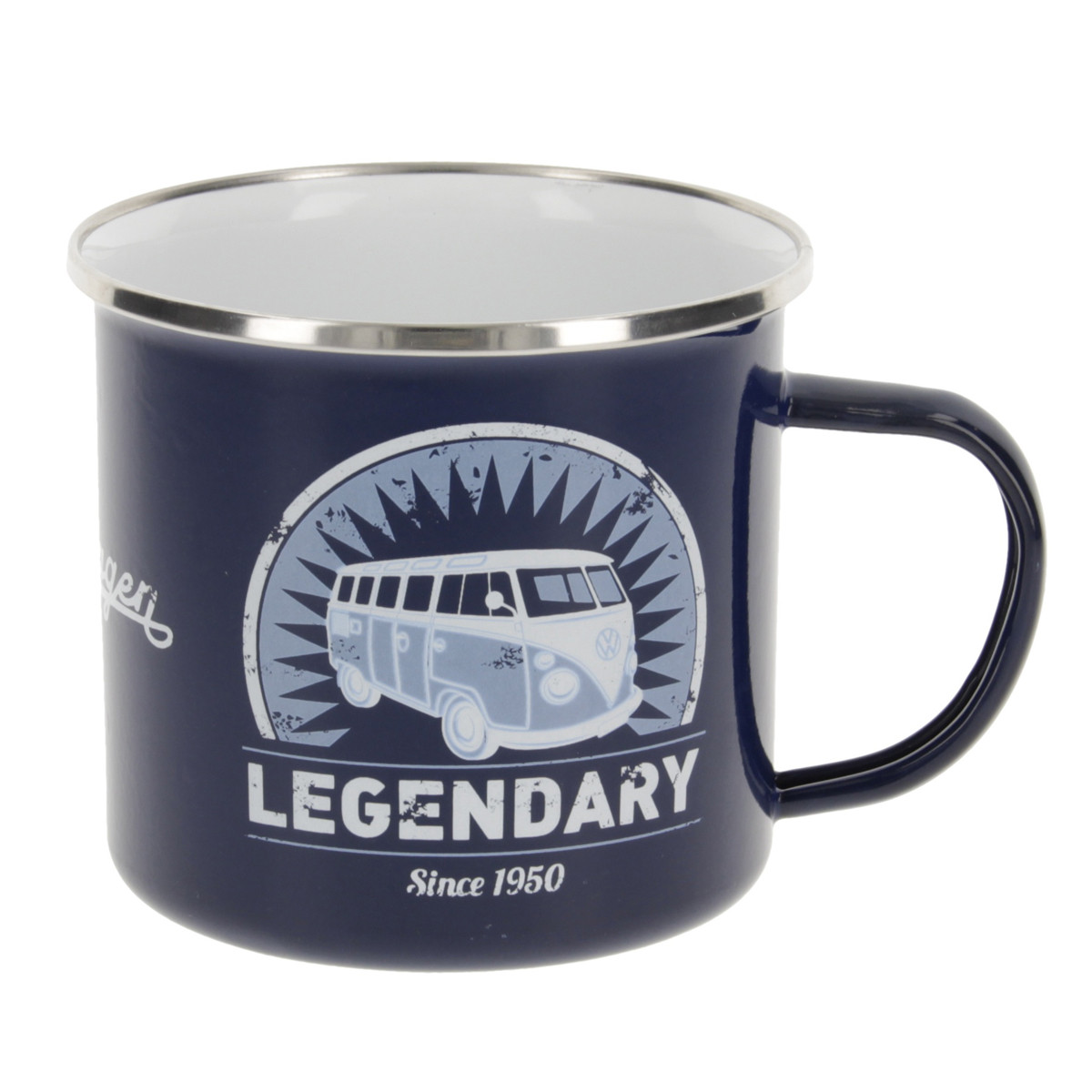 VW T1 Campervan Bus & Bug Enamel Tin Mug - Perfect Festival Camping Mug