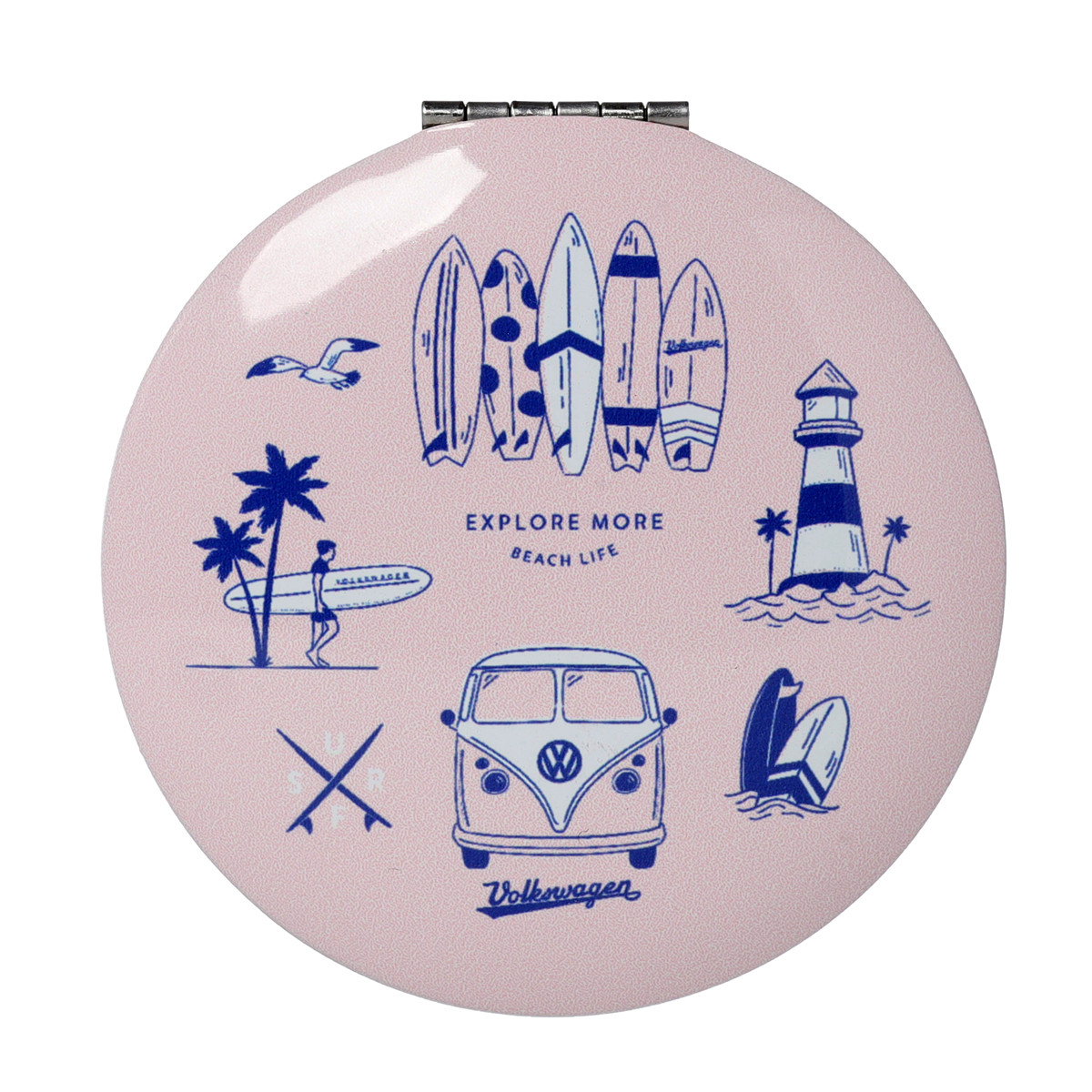 Volkswagen Campervan Pink Explore More Compact Mirror - Hey Beautiful!