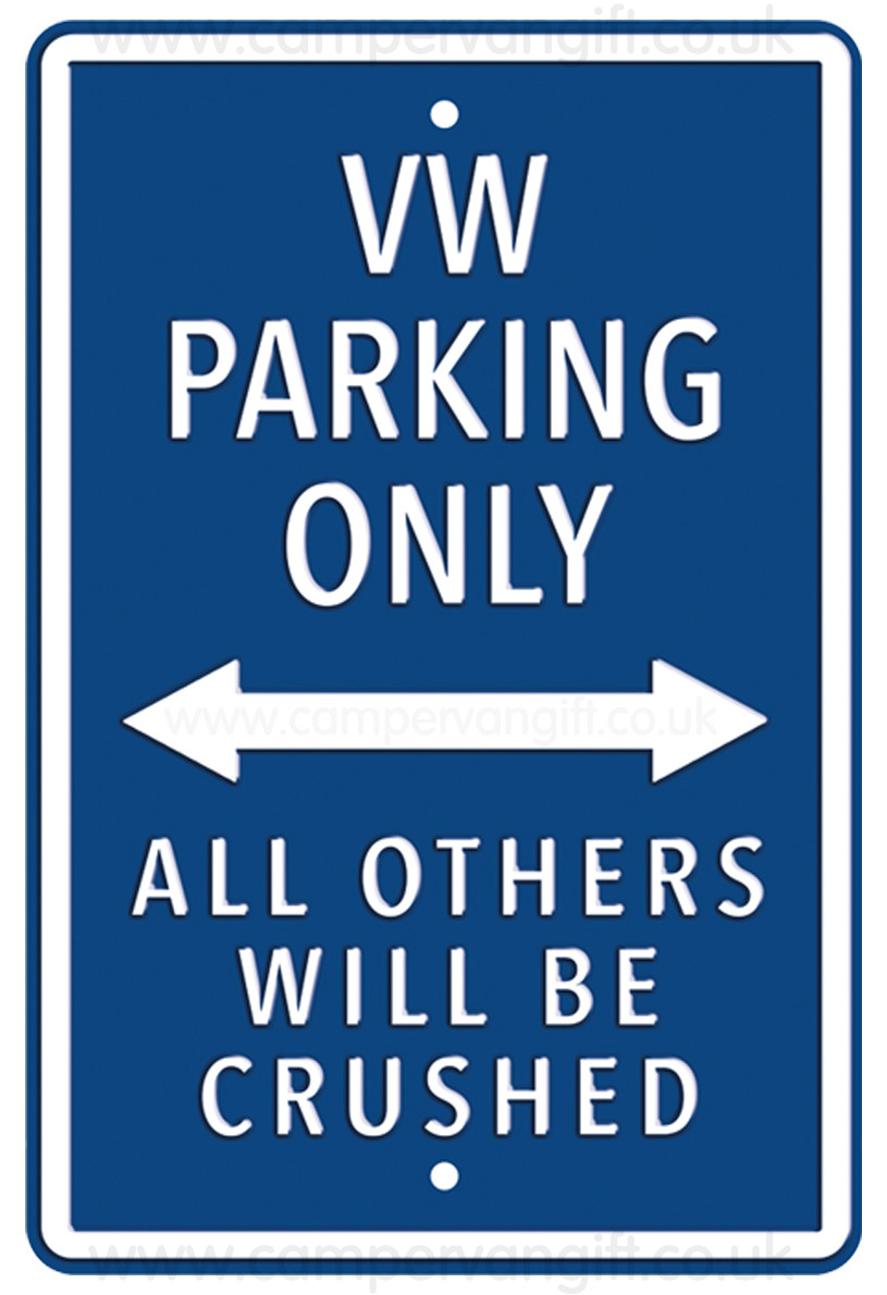 VW Parking Only Dark Blue Metal Sign - CamperVan Gift Limited
