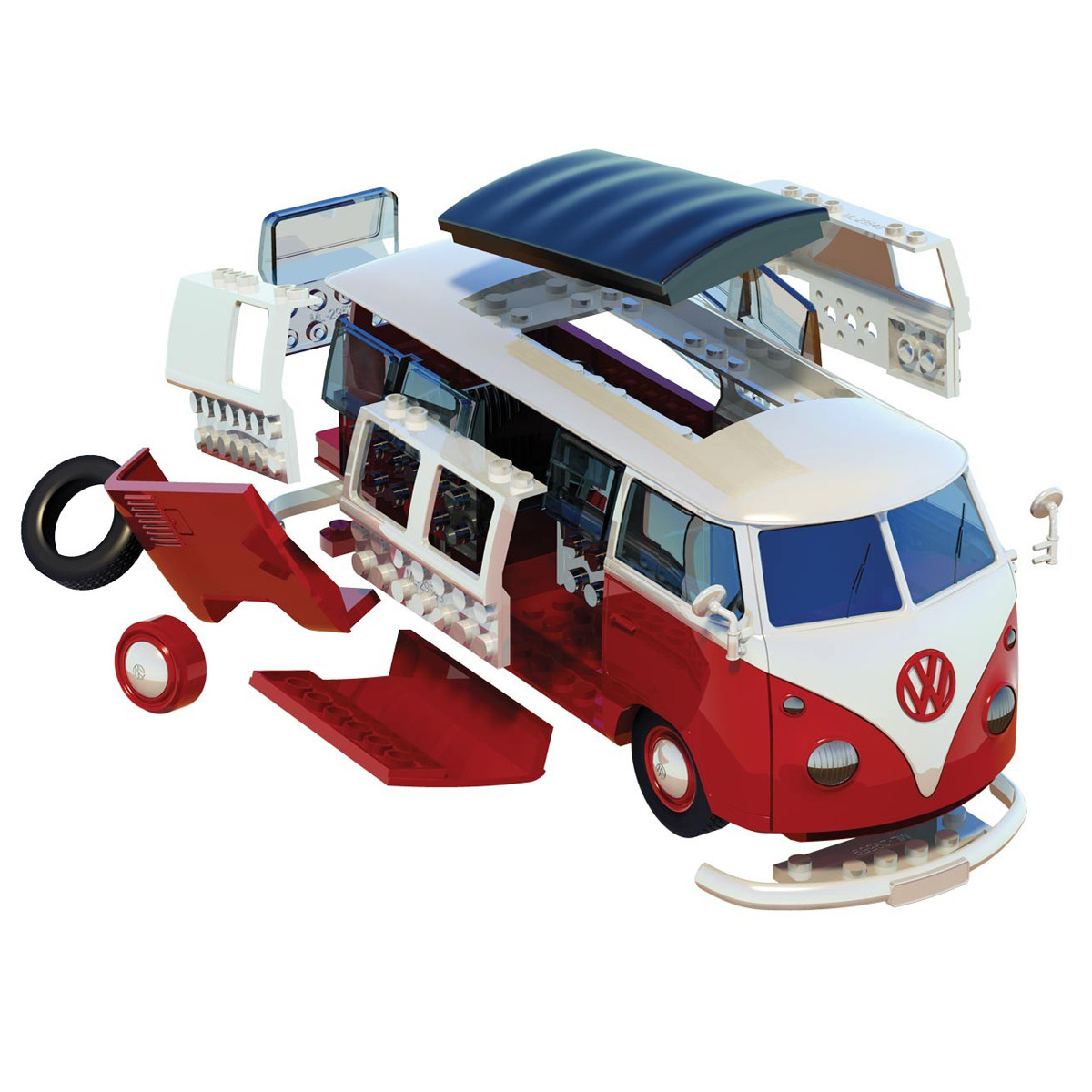 Airfix Quick Build Volkswagen Red Campervan - Requires NO Glue and NO Paint