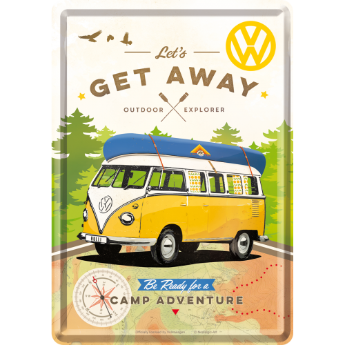 Volkswagen Campervan Get Lost Metal Card - Great Travel Souvenir