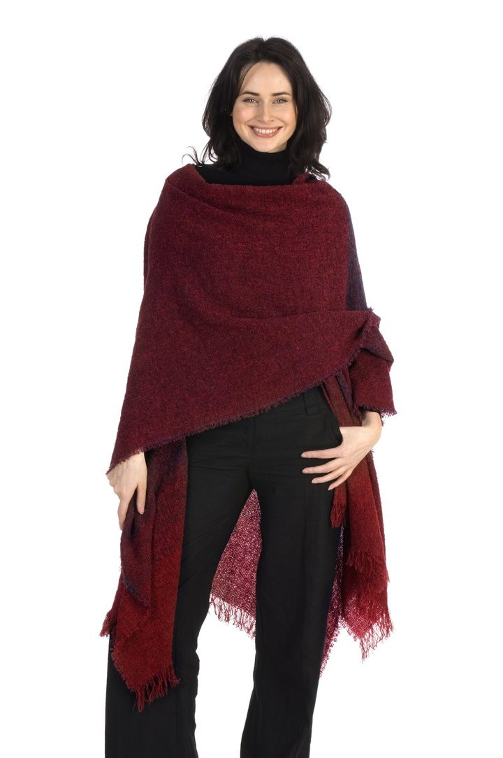 Celtic Irish Ruana Wrap in Rich Red Made in Ireland - CelticAlley.com