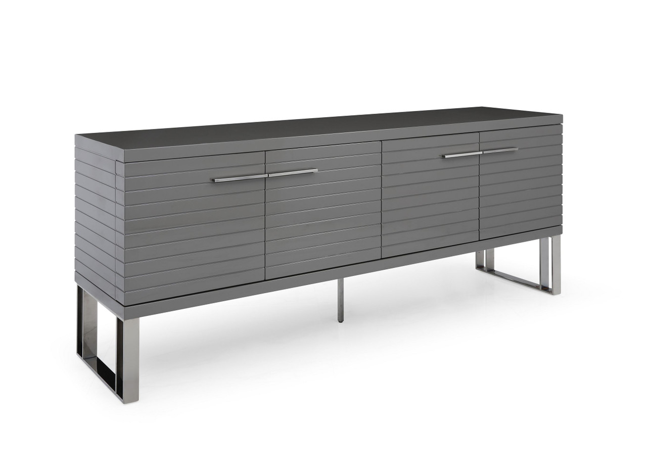 Modrest Splendor - Grey High Gloss Slatted Buffet - Lounge LA