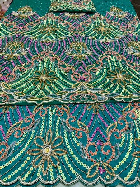 First Lady Net + Silk Wrapper 438 (Emerald Green)) - Aaron International