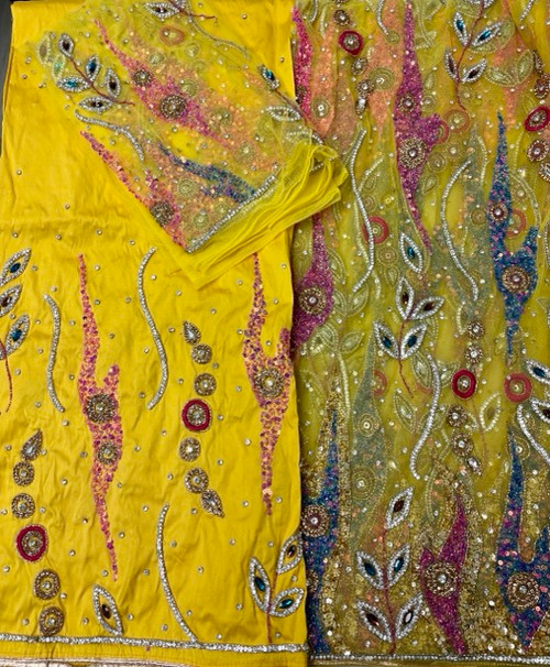 First Lady Net + Silk Wrapper (Yellow)-10 - Aaron International
