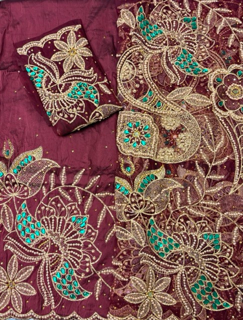 Net + Silk Wrapper 209 (Burgundy) - Aaron International