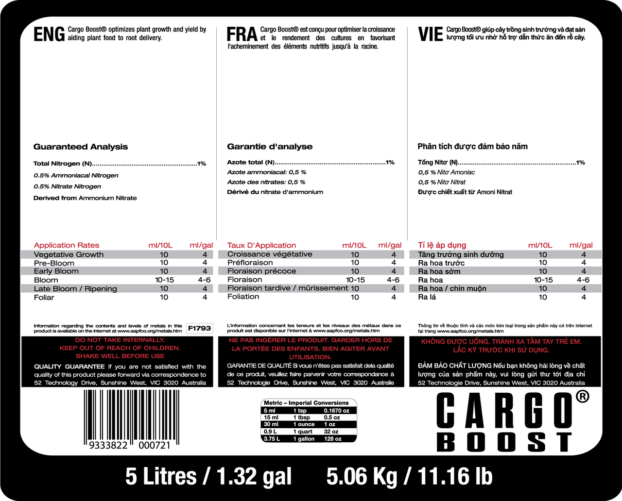 Nutrifield Cargo Boost 20 Liters - CreatorHydro