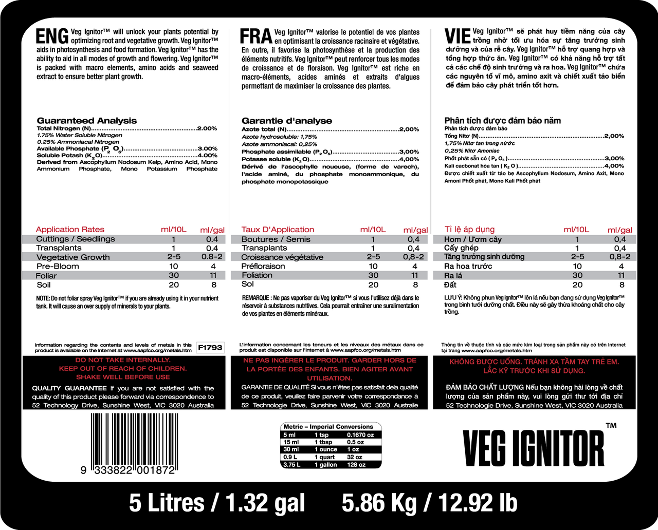 Nutrifield Veg Ignitor 20 Liters - CreatorHydro