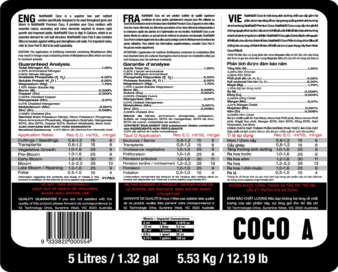 Nutrifield Coco A & B 20 Liters - CreatorHydro