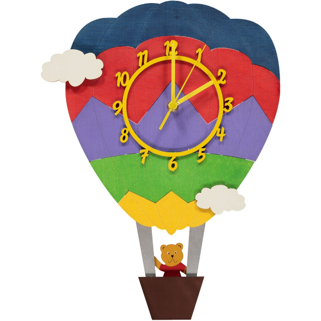 Hot Air Balloon Personalised Wooden Pendulum Clock - Handmade in the UK