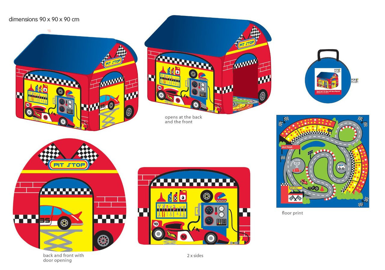 Pop It Up Pitstop Play Tent with Playmat